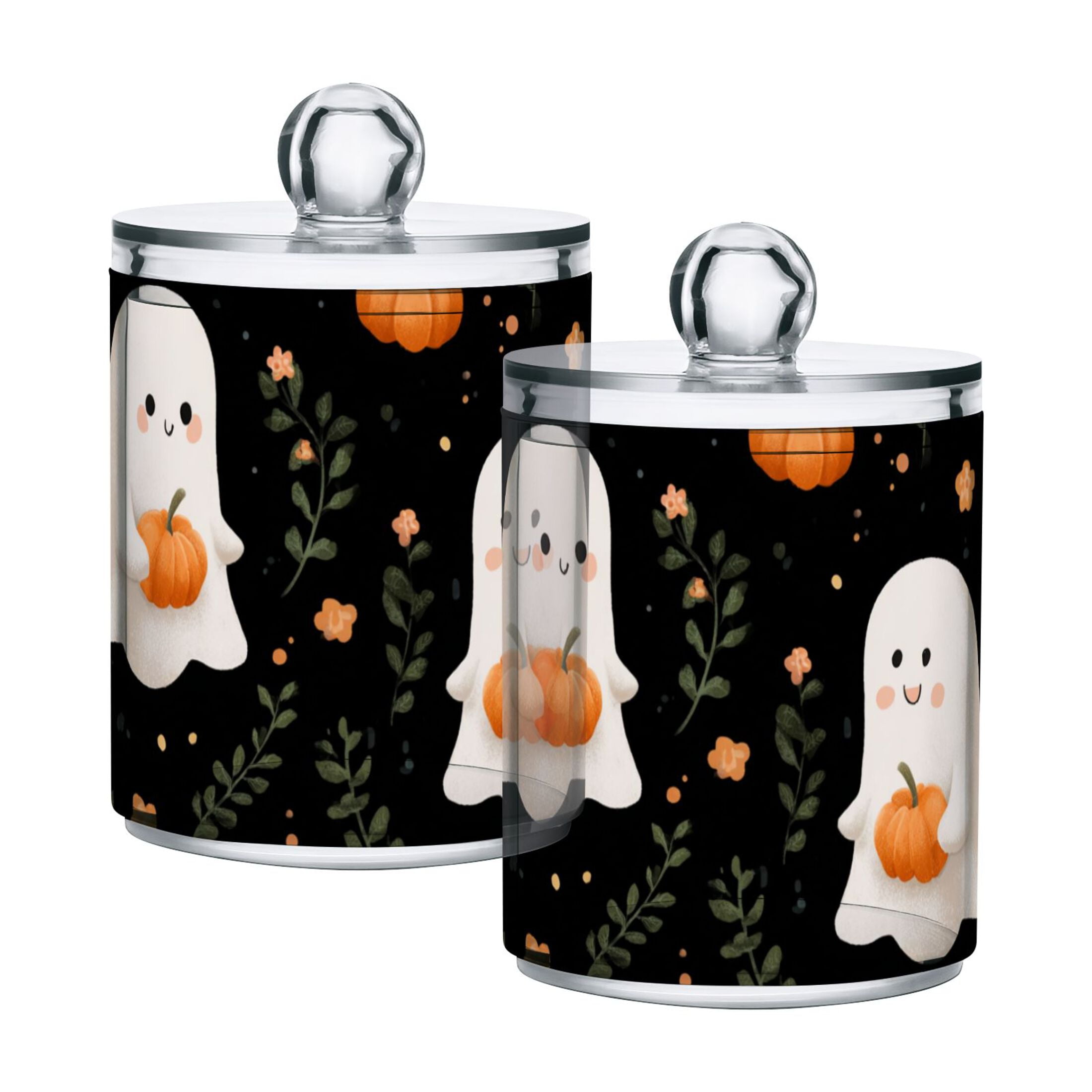 Specter Hold Pumpkins Flowers Leaves Halloween Translucent Plastic Cans ...