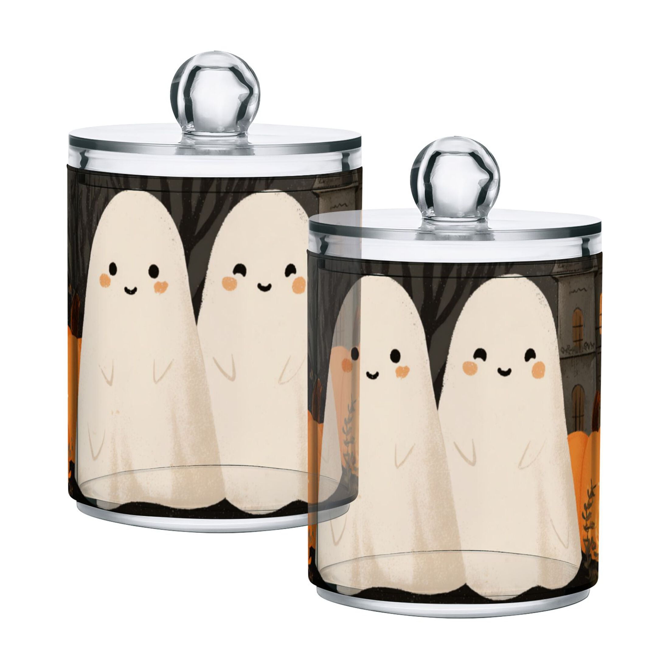 Specter Pumpkins Halloween Night Translucent Plastic Cans Storage ...