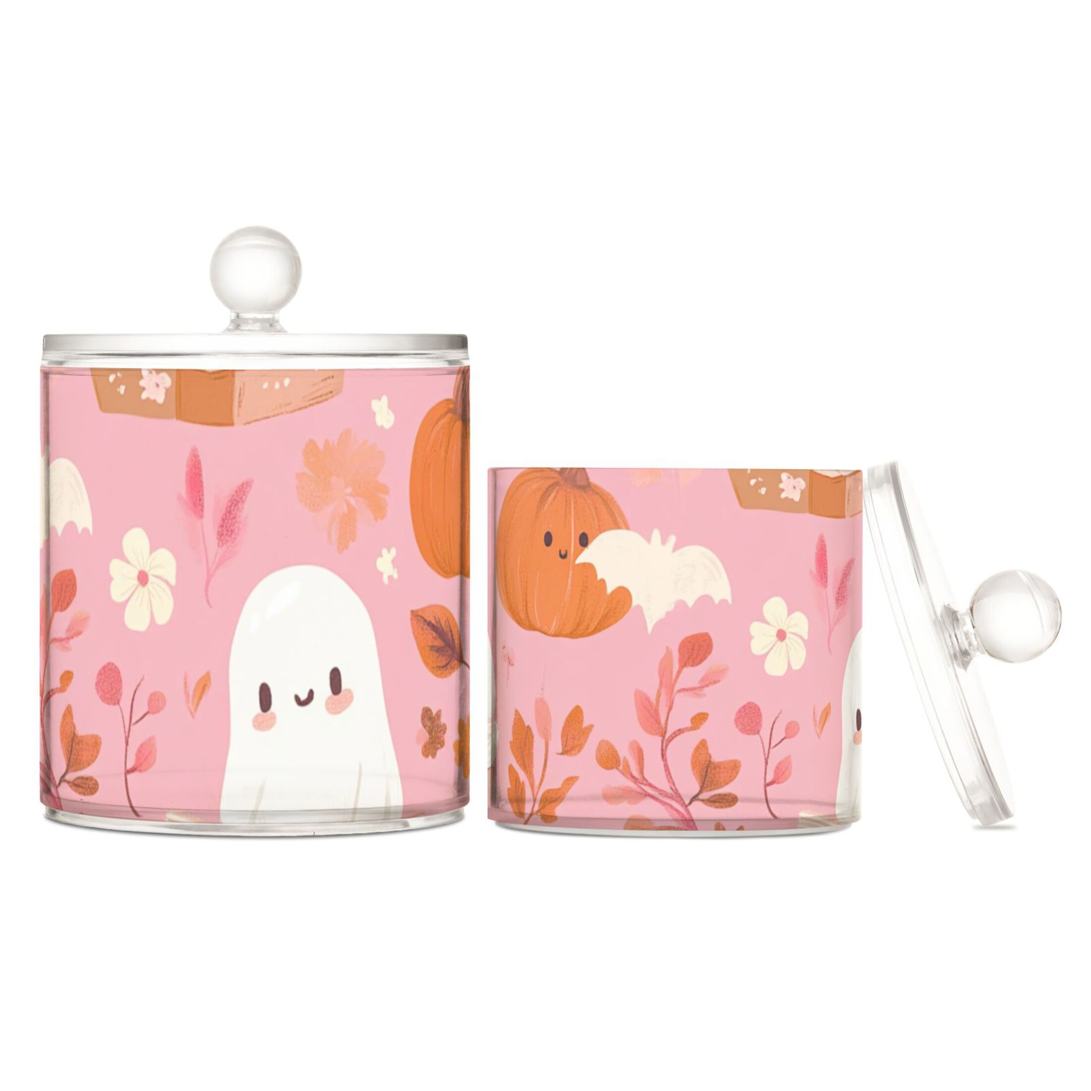 Specters Reading Books Pumpkins Halloween Translucent Plastic Cans ...