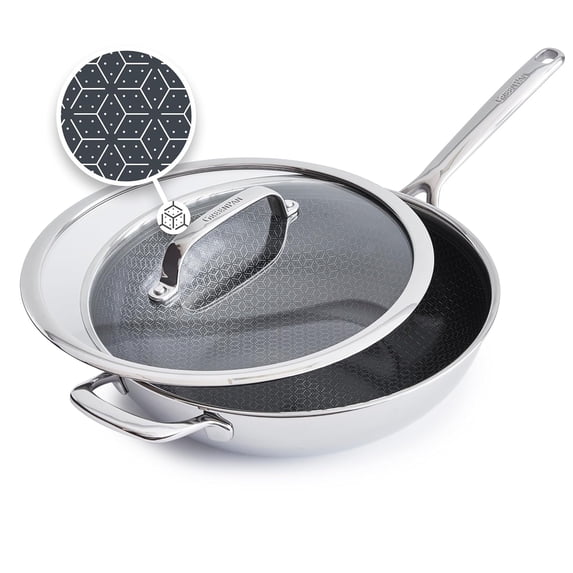 Spectra 12" Wok Pan with Lid, Hybrid Tri-Ply Stainless Steel, PFAS-Free ...