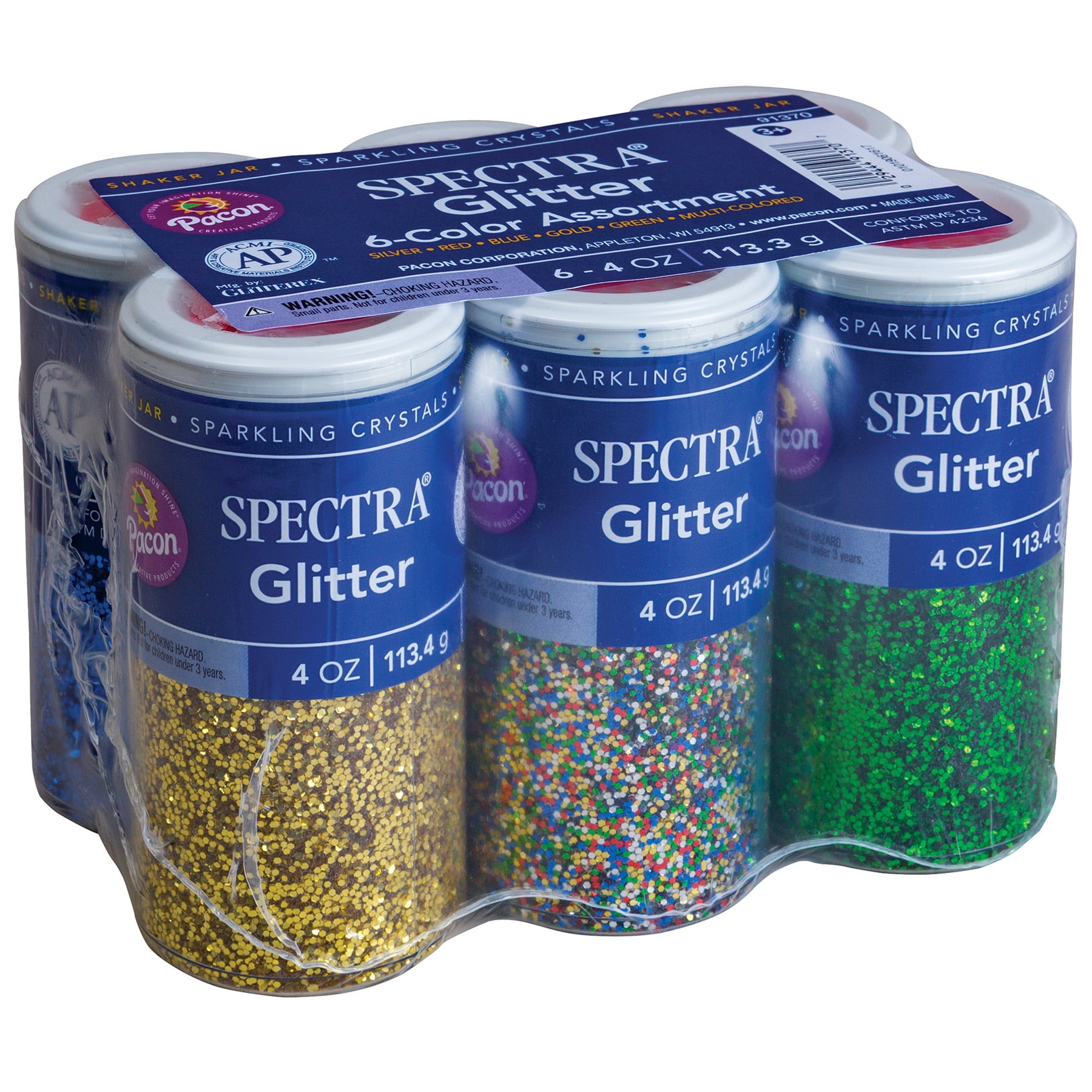 Spectra® Glitter Sparkling Crystals, 6 Assorted Color Jars, 4 Oz ...
