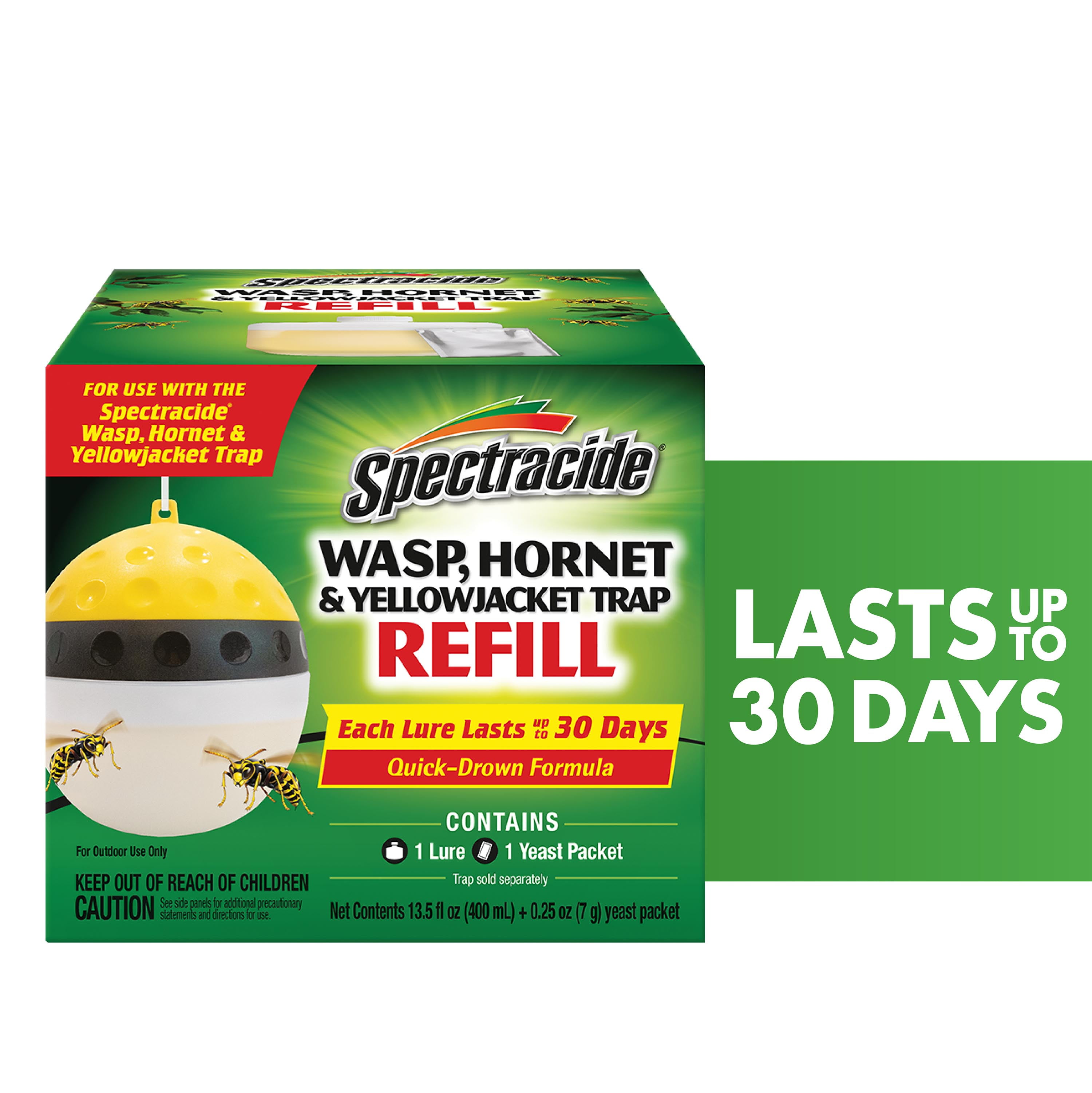 Spectracide Wasp Hornet Yellowjacket Trap Refill, 30-Day Lure, Quick ...
