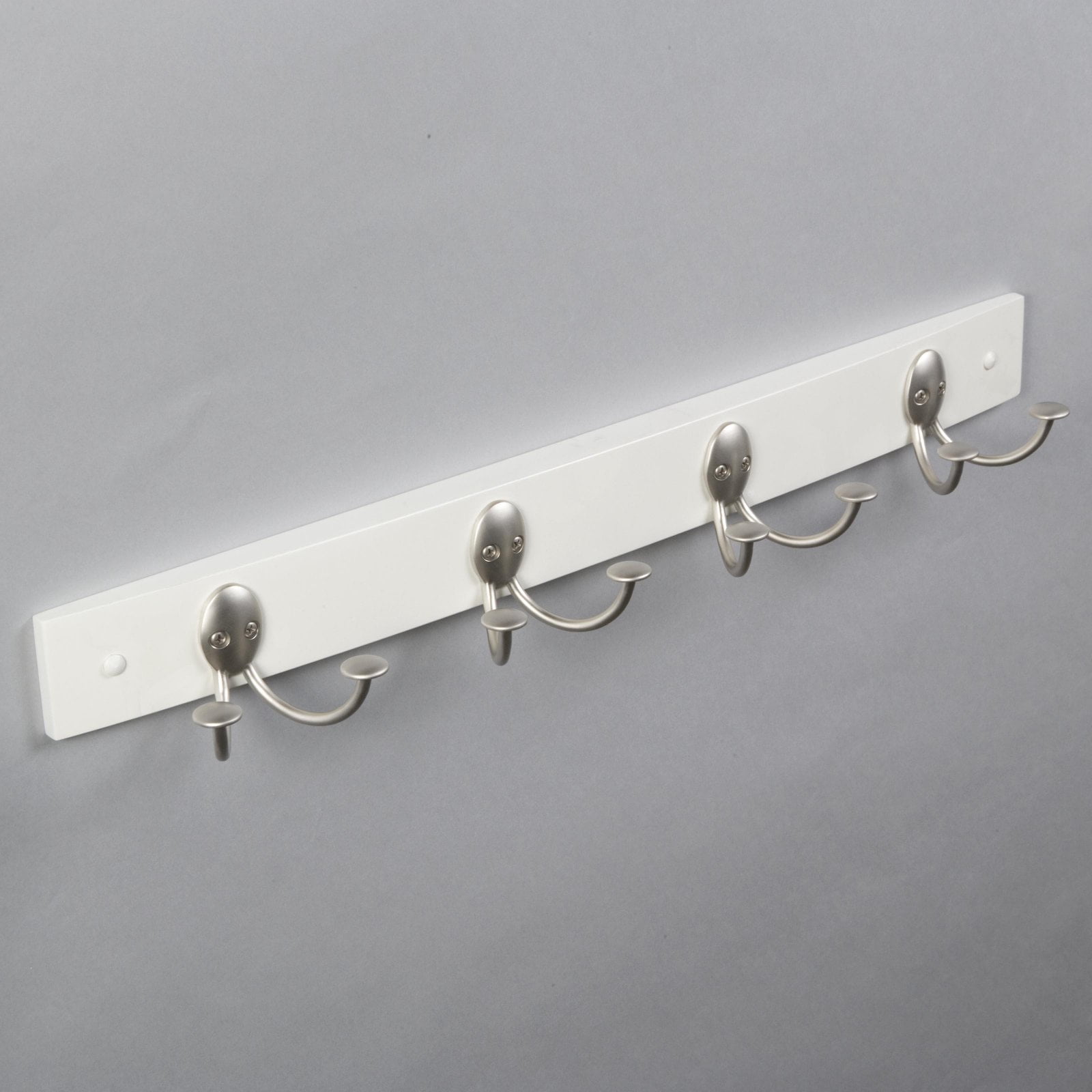 Spectrum 24 in. L Satin Nickel White Steel/Wood Hook Rack 1 pk ...