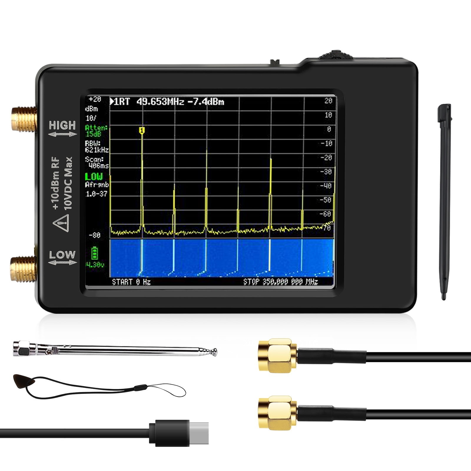 Spectrum Analyzer MF/HF/VHF UHF Input For 0.1MHZ-350MHZ And UHF Input ...