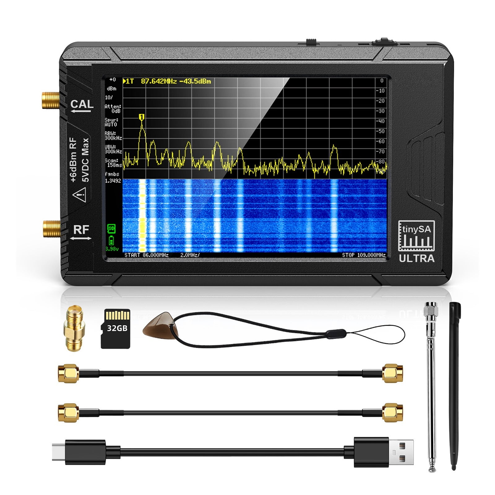 Spectrum Analyzer TinySA ULTRA 4" Display 100kHz To 5.3GHz With 32GB ...