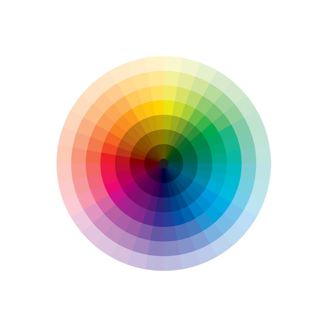 Full Spectrum Color Wheel Circle Chart Poster Graduation from Black to ...