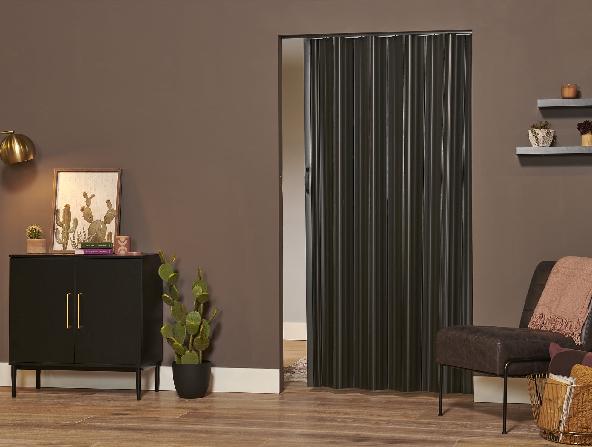 Spectrum Dunes 48"x80" Vinyl Folding Door Black - Walmart.com