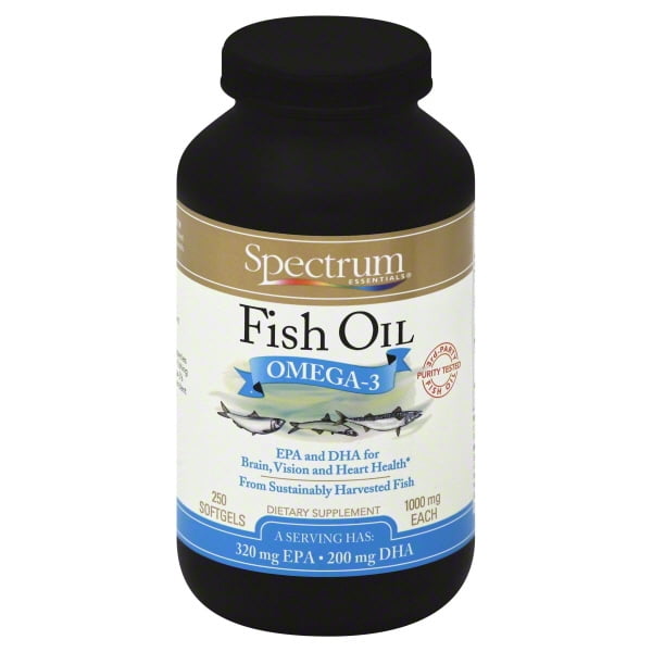 Spectrum Essentials Omega-3 Fish Oil, EPA & DHA, 1000mg - 250 Softgel ...