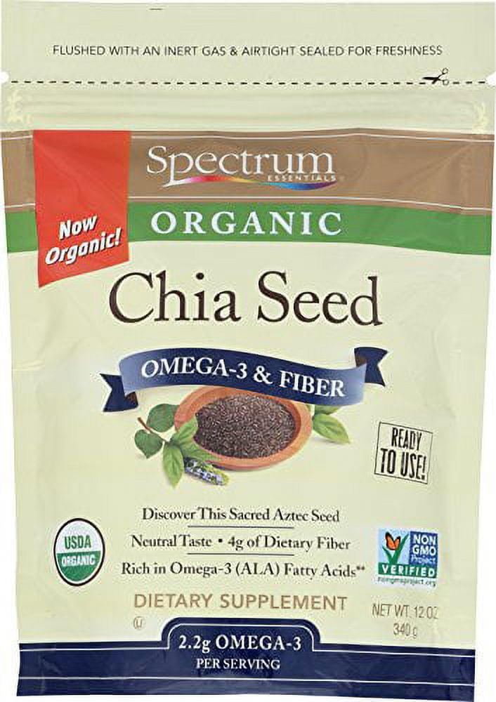 Spectrum Essentials Organic Chia Seed, Omega-3 & Fiber, 12 Oz - Walmart.com