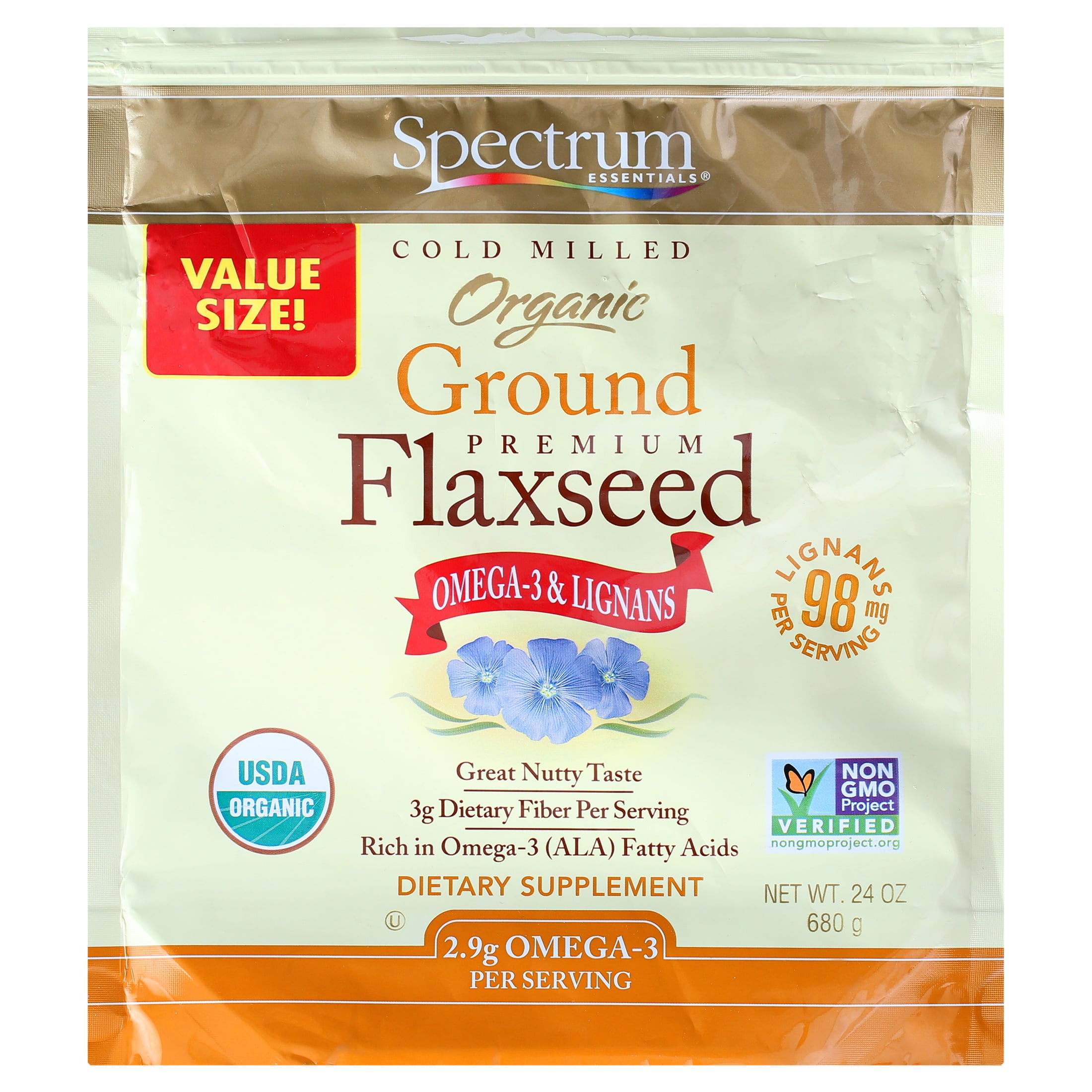 Spectrum Essentials - Organic Ground Flaxseed, Premium Grounded Seeds ...