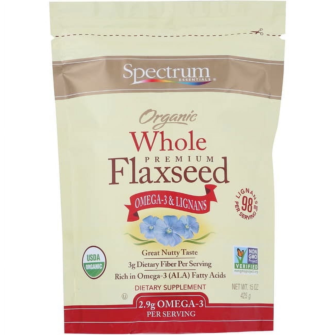 Spectrum Essentials Organic Whole Flaxseed, 15 Oz - Walmart.com