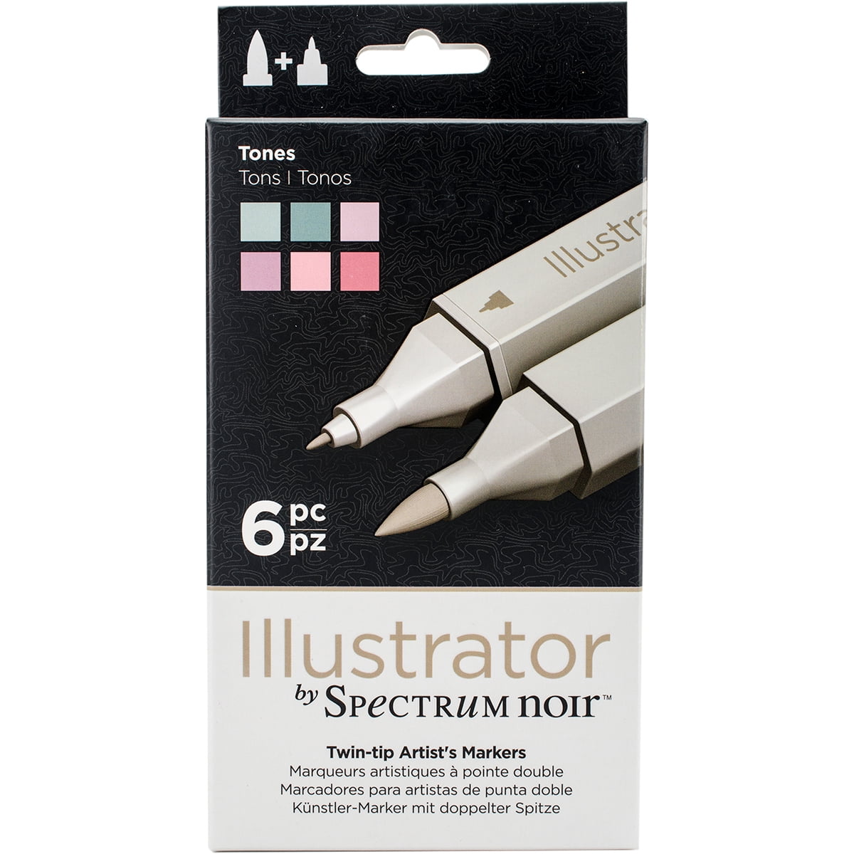 Spectrum Noir Illustrator Twin Tip Markers 6/Pkg-Tones - Walmart.com