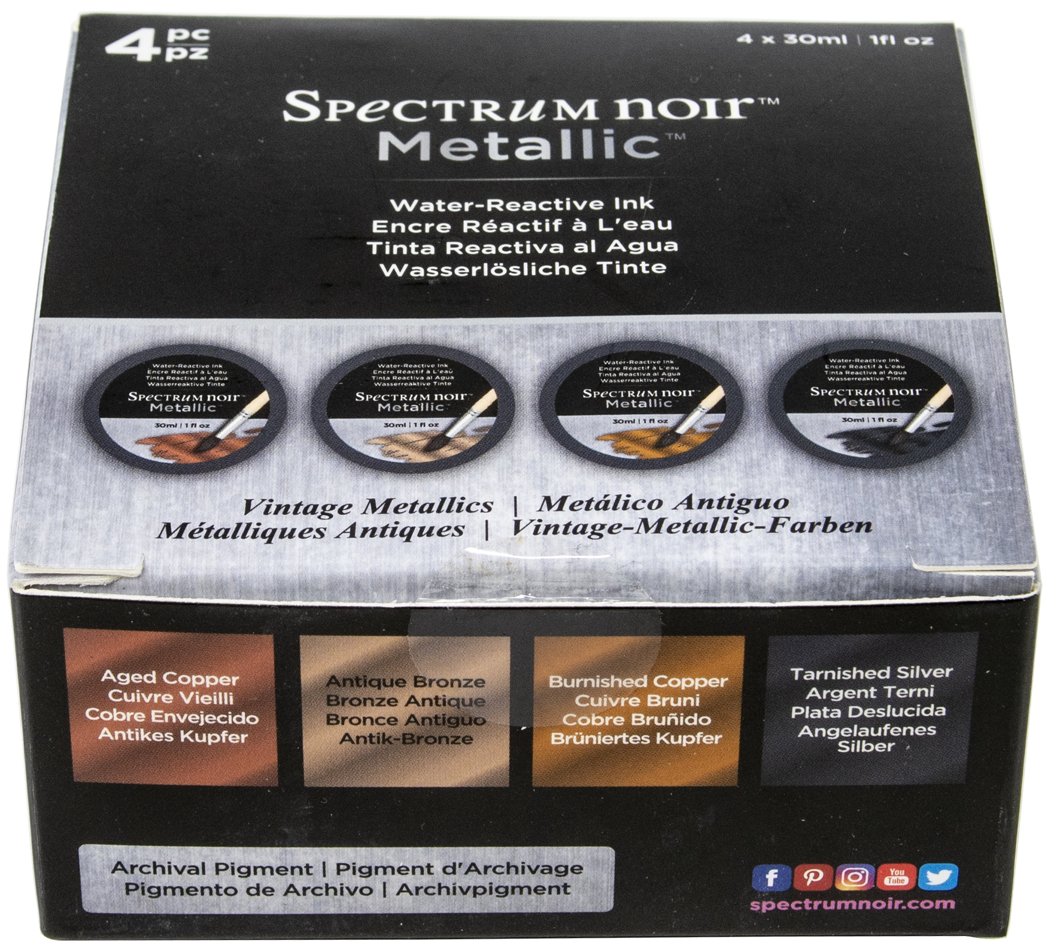 Spectrum Noir Metallic Inks 1oz 4/Pkg-Vintage Metallics - Walmart.com