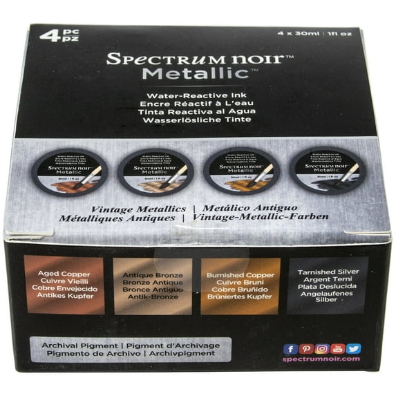 Spectrum Noir Metallic Inks 1oz 4/Pkg-Vintage Metallics - Walmart.com