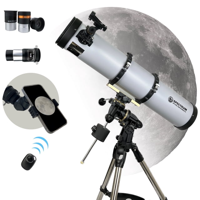 Spectrum High Powered PolarPlus 130EQ Professional Telescope for Adults ...
