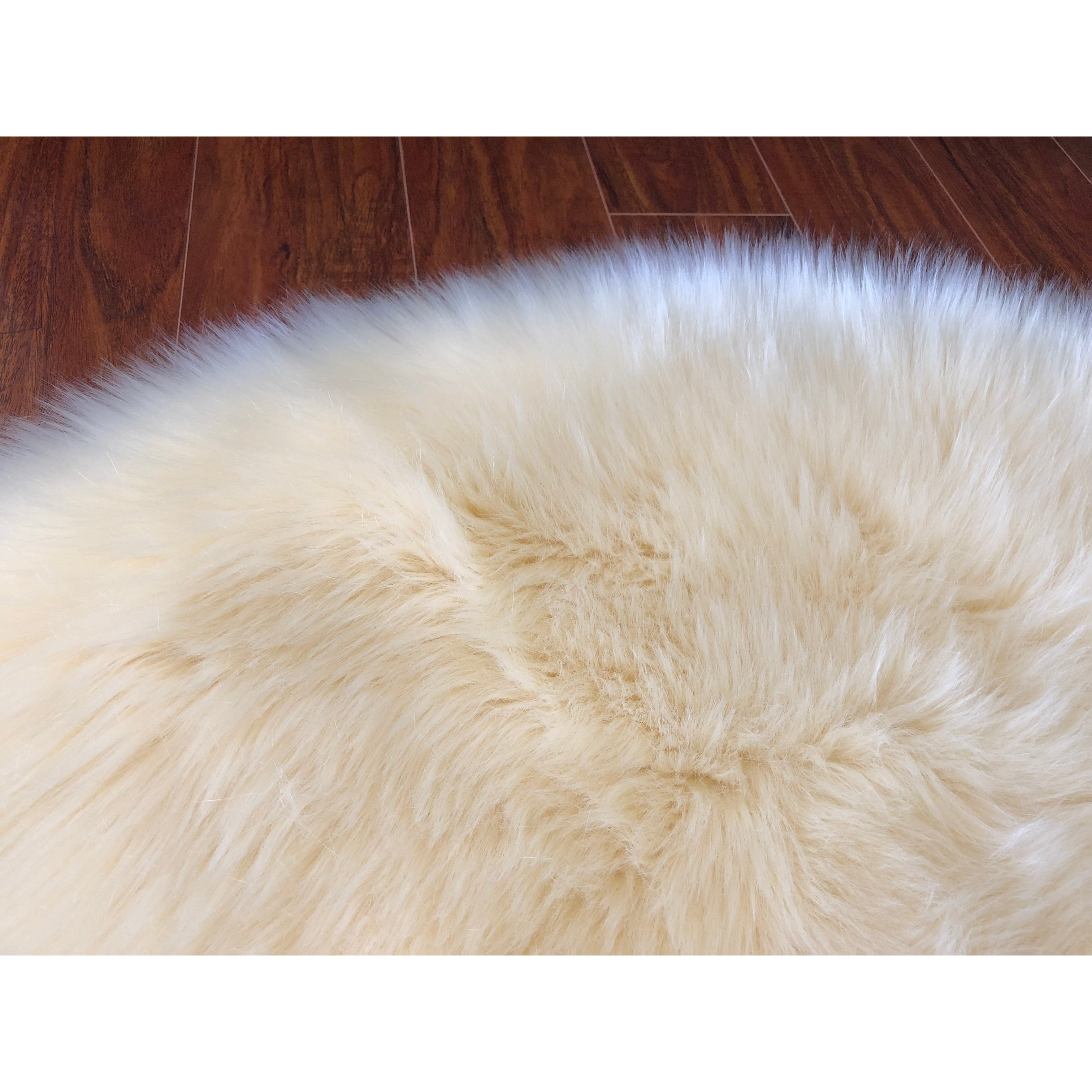 Spectrum Rugs Legacy Home Faux Sheepskin Round Shag Area Rug Champagne ...