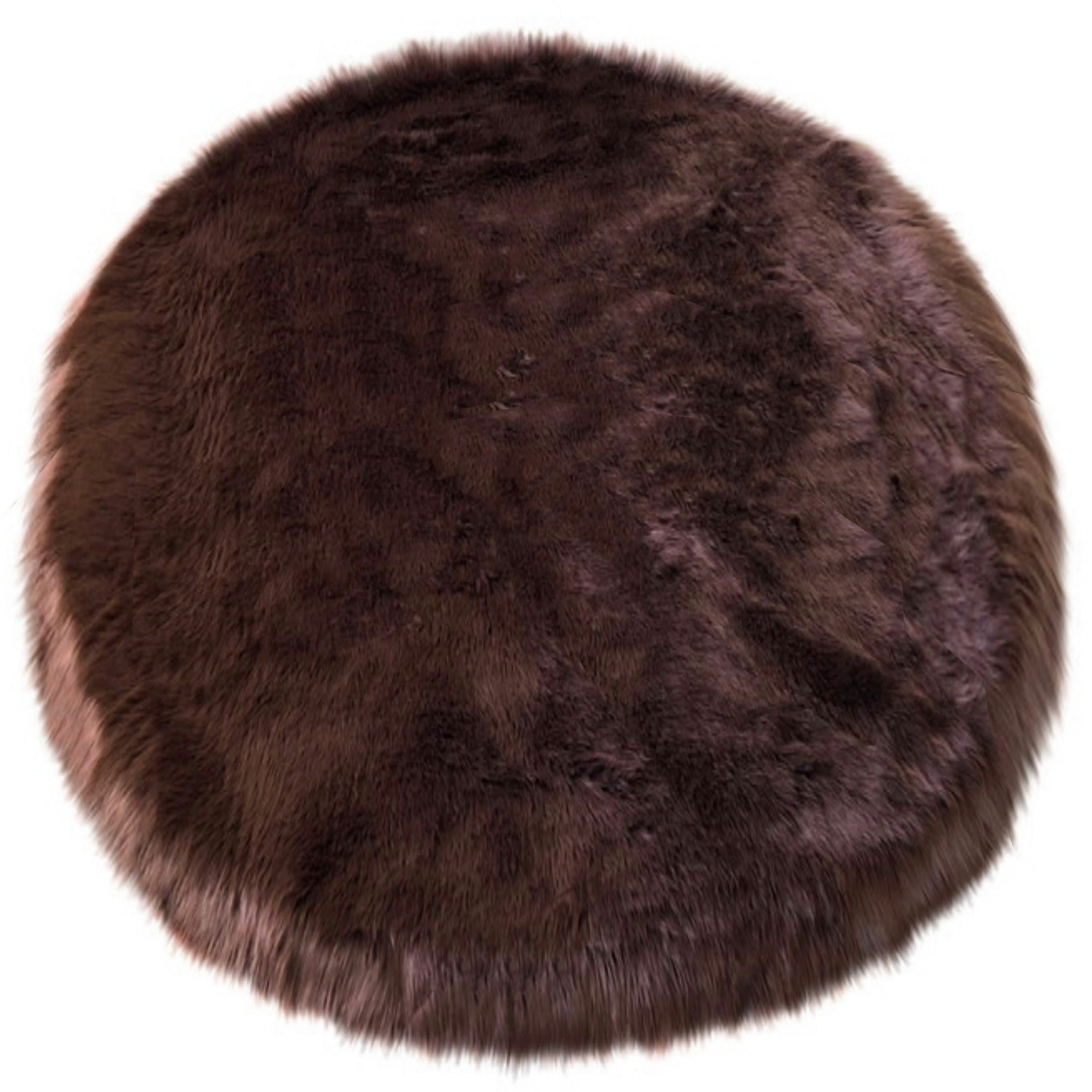 Spectrum Rugs Legacy Home Faux Sheepskin Round Shag Area Rug Chocolate ...