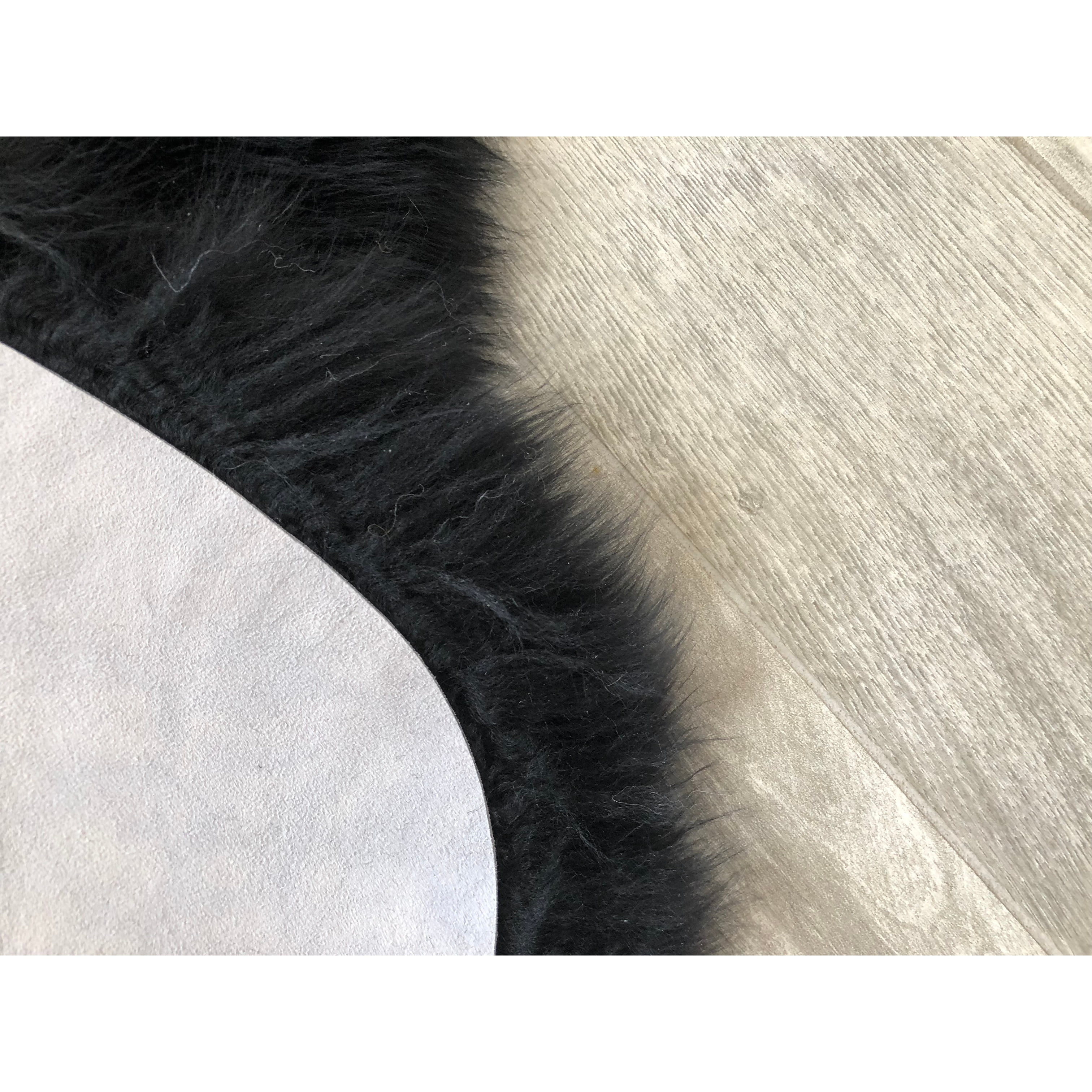 Spectrum Rugs Legacy Home Faux Sheepskin Round Shag Area Rug Onyx 1'6 ...