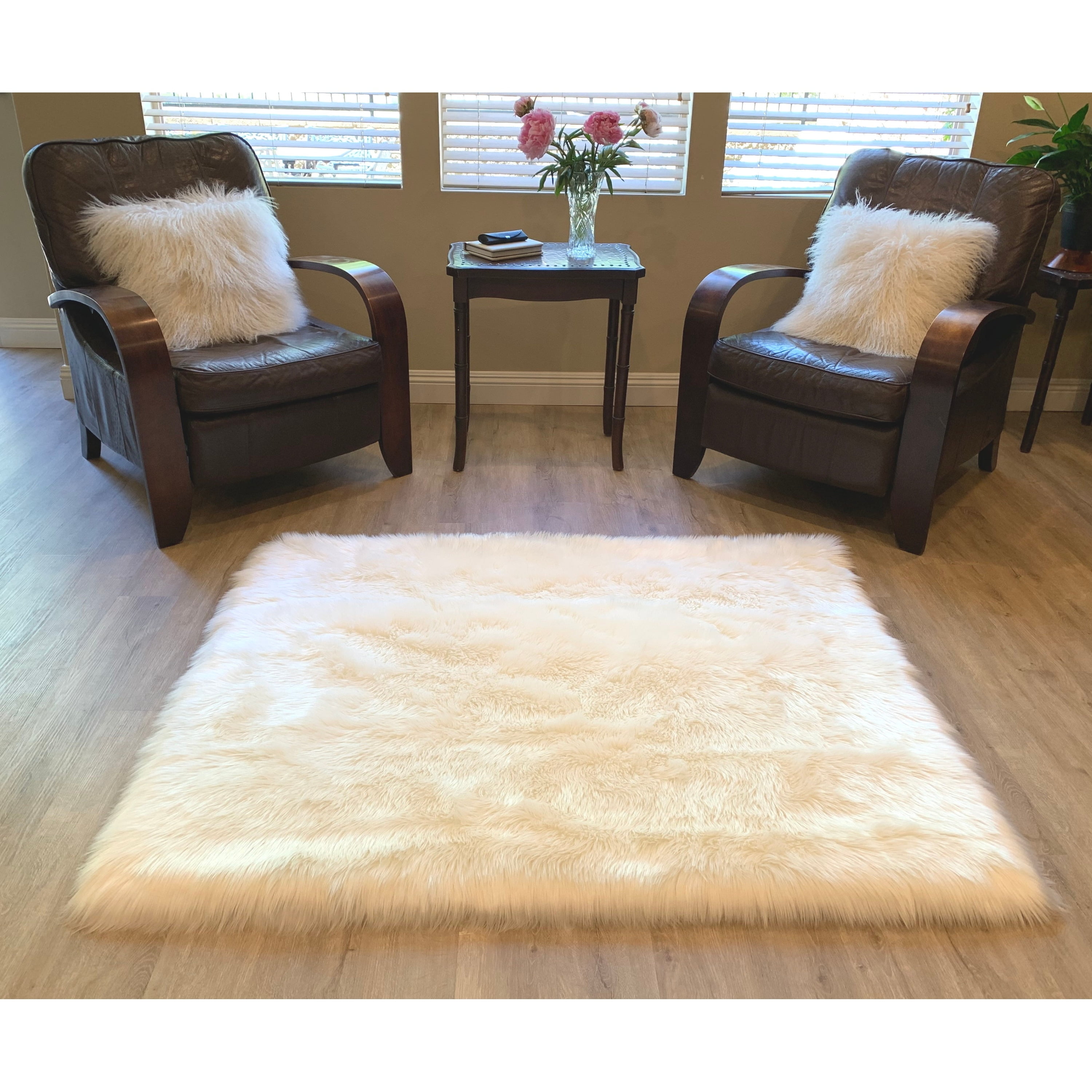 Spectrum Rugs Legacy Home Faux Sheepskin Square Shag Area Rug Antique ...