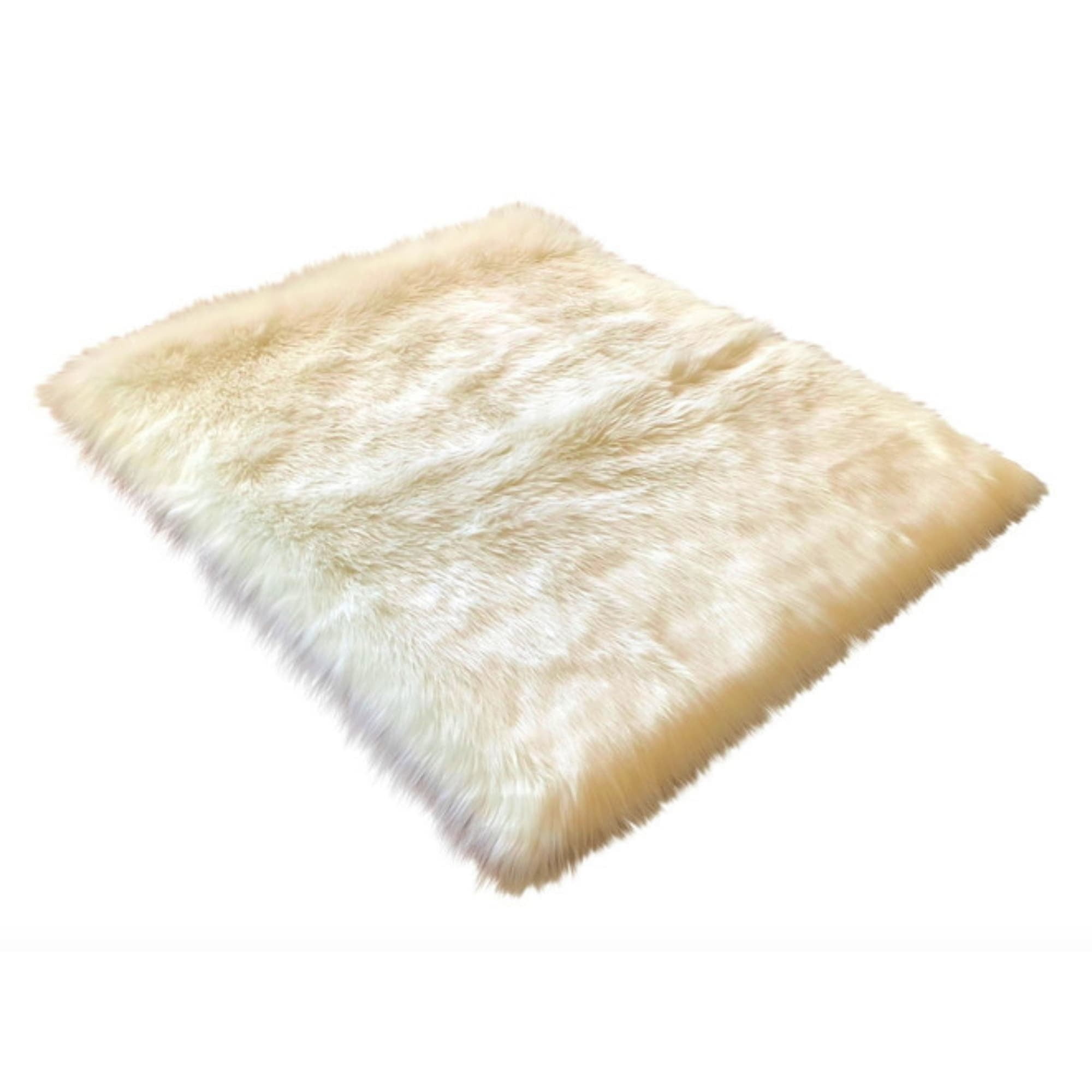 Spectrum Rugs Legacy Home Faux Sheepskin Square Shag Area Rug Champagne ...