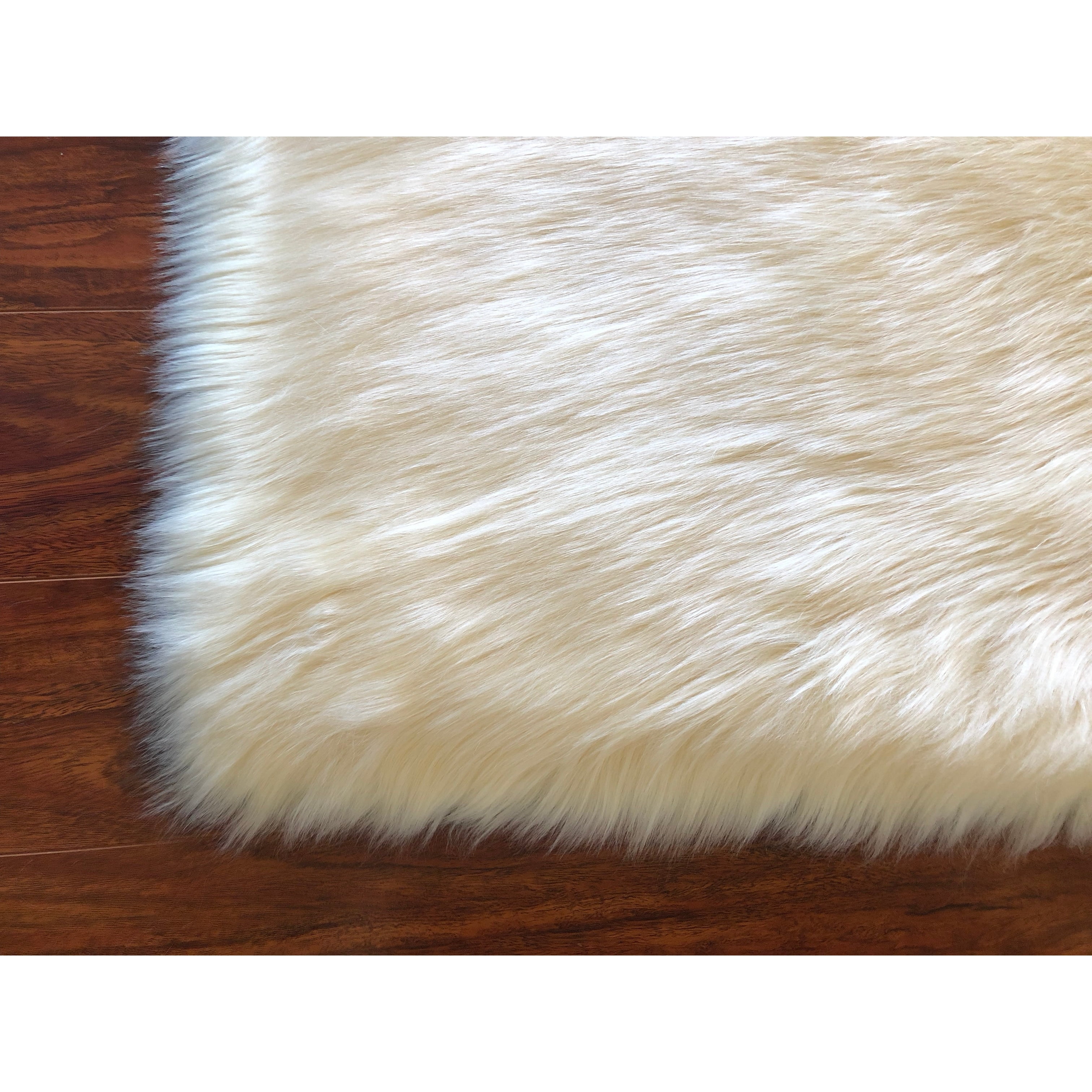 Spectrum Rugs Legacy Home Faux Sheepskin Square Shag Area Rug Champagne ...