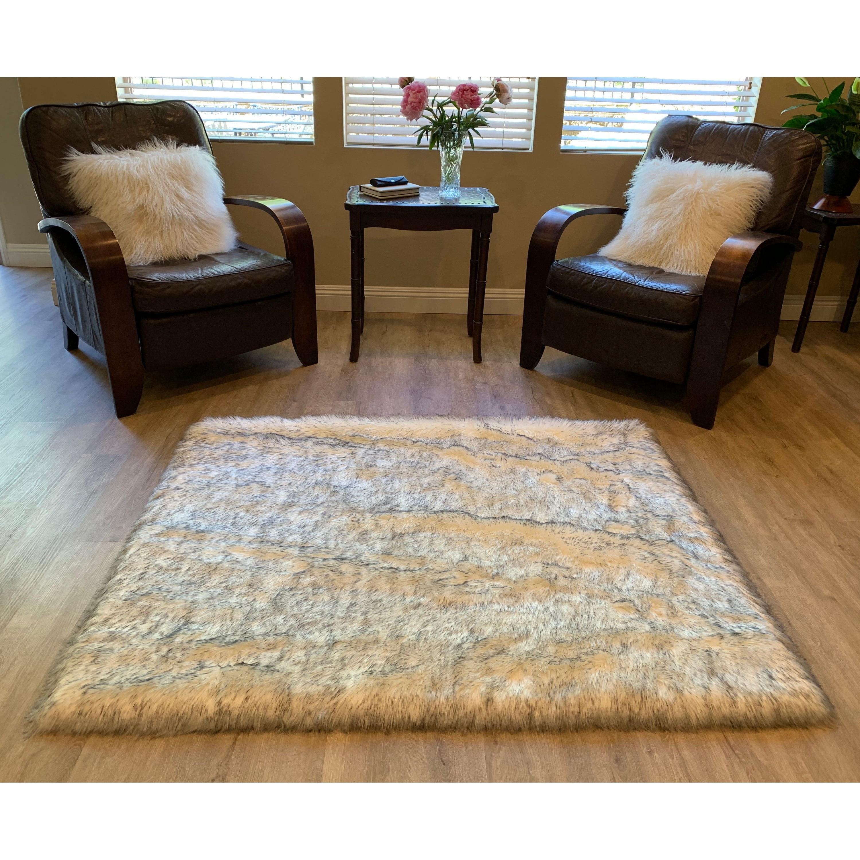 Spectrum Rugs Legacy Home Faux Sheepskin Square Shag Area Rug Grey Mist ...
