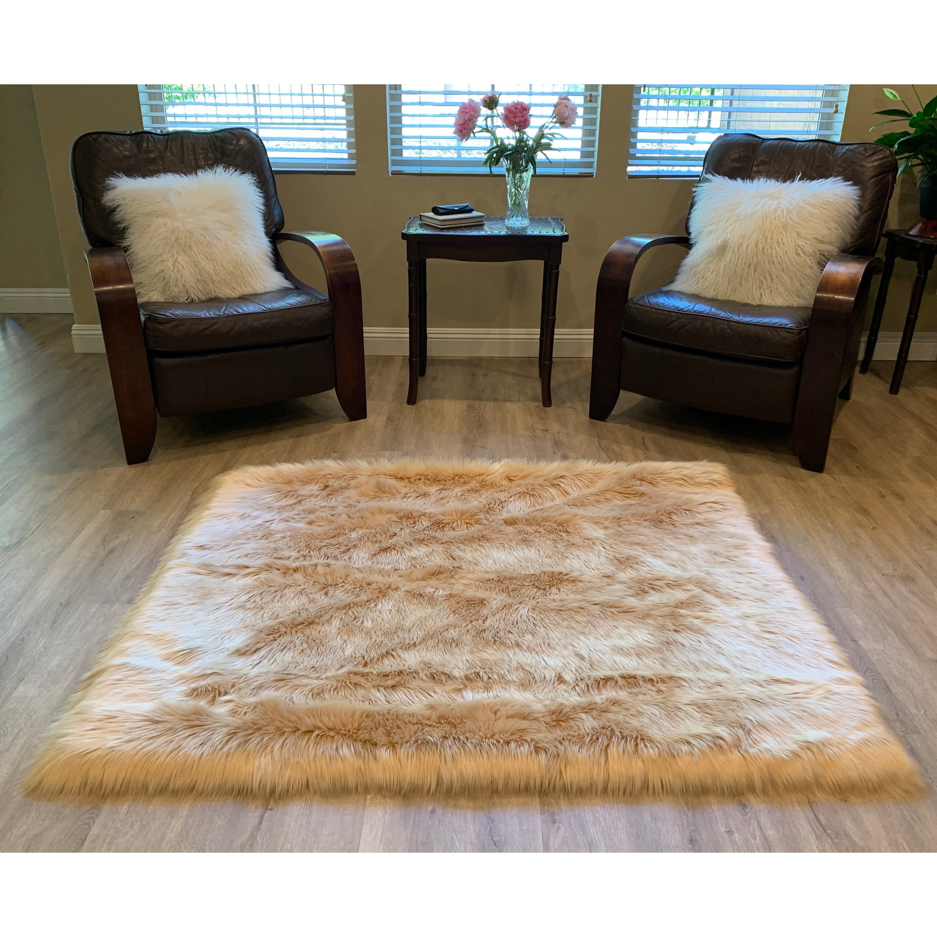 Spectrum Rugs Legacy Home Faux Sheepskin Square Shag Area Rug Paco 3' x ...