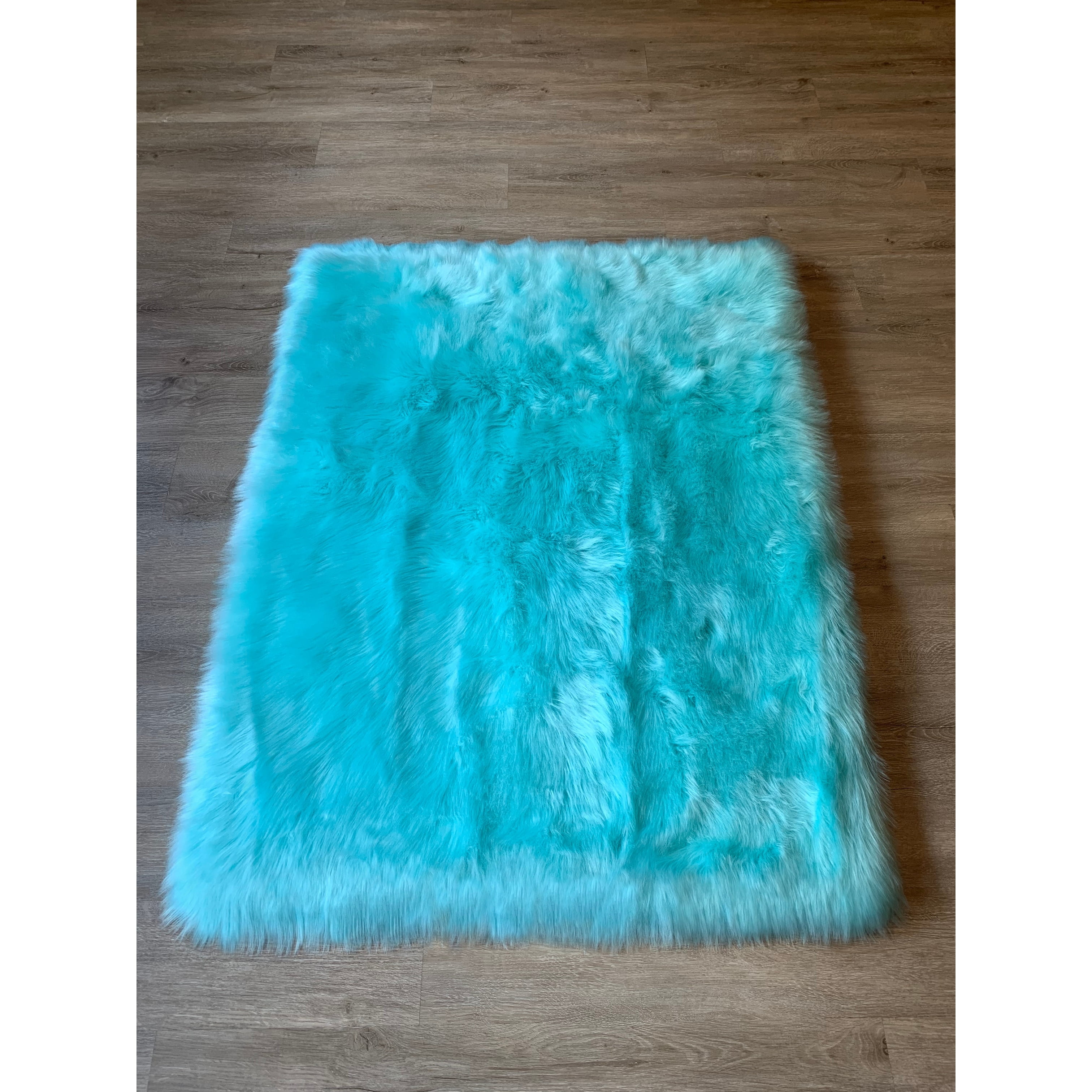 Spectrum Rugs Luxurious Faux Sheepskin Area Rug Blue 2' x 3' 2' x 3 ...