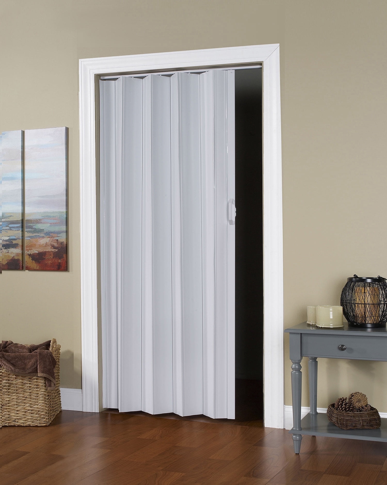 Spectrum Via 48" x 80" PVC Accordion Folding Door, White - Walmart.com