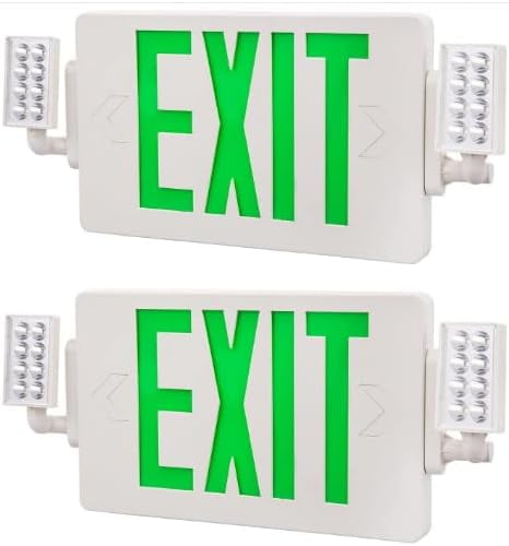 Spectsun 2 Packs Exit Signs with Emergency Lights,120-277VAC -LED Combo ...
