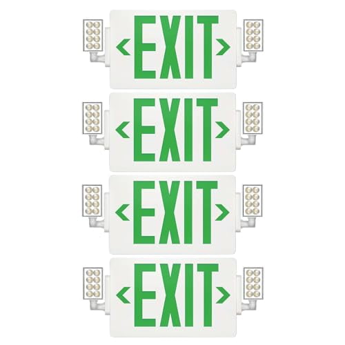 Spectsun 4 Packs Exit Signs with Emergency Lights,120-277VAC -LED Combo ...
