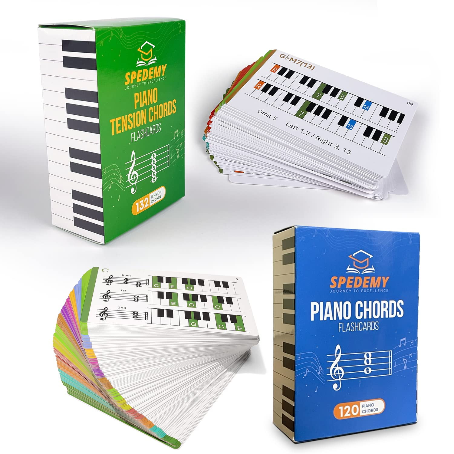 Spedemy Piano Tension Chord Flashcards Set in Gift Box - Piano Chords ...