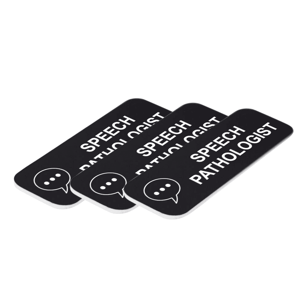Speech Bubble, Speech Pathologist 1" x 3" Name Tag/Badge, Black, (3 ...