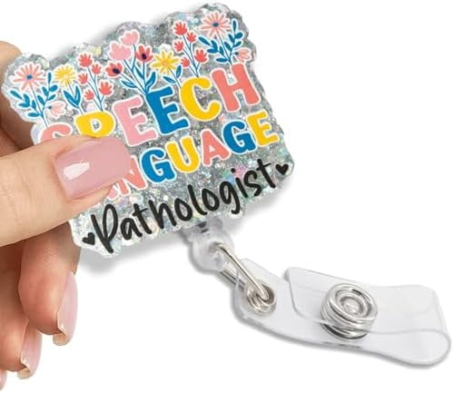 Speech Language Pathologist Glitter Retractable Reel ID Card Clip ...