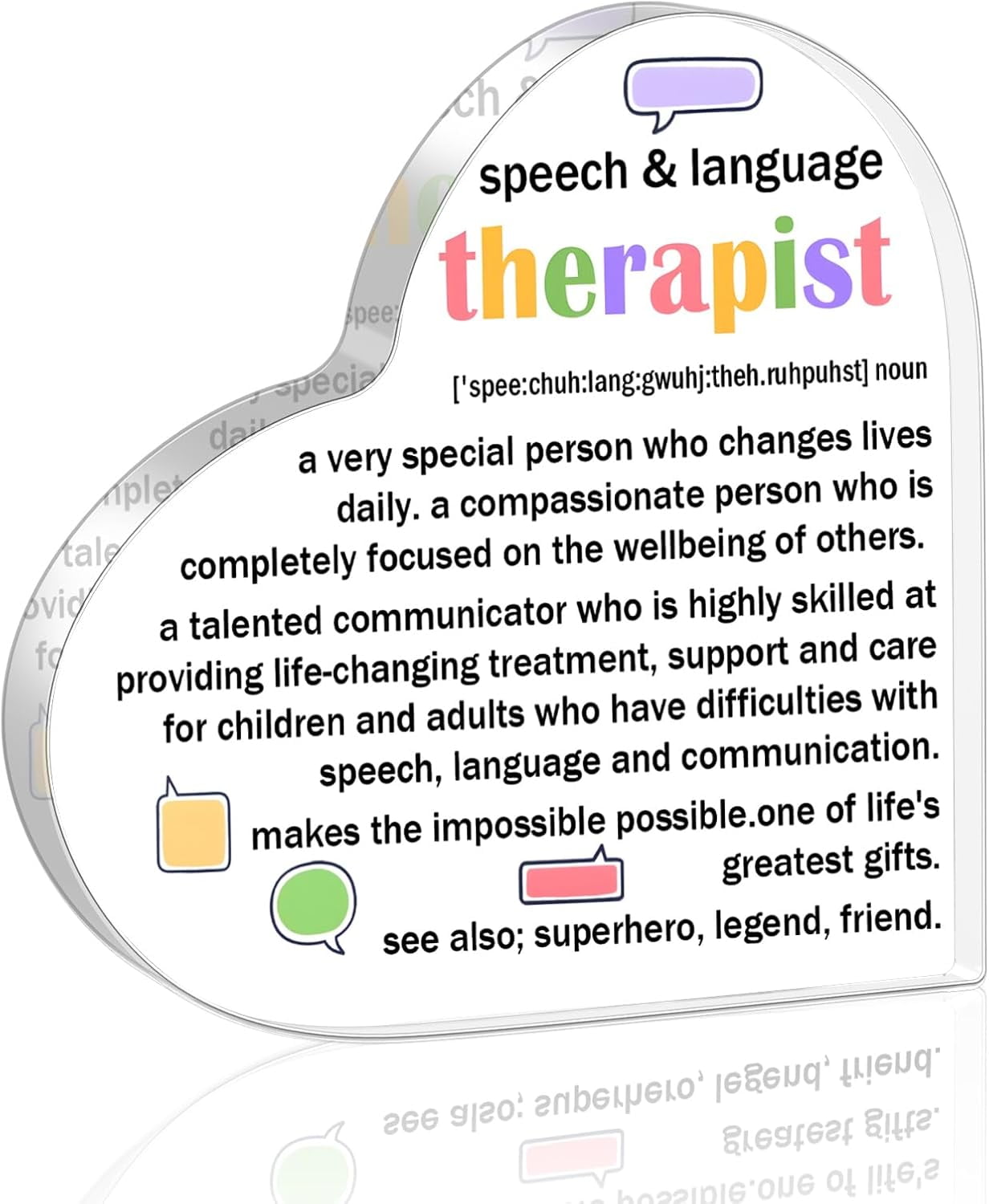 Speech Language Therapist Heart Shaped Acrylic Decor for Men Women ...