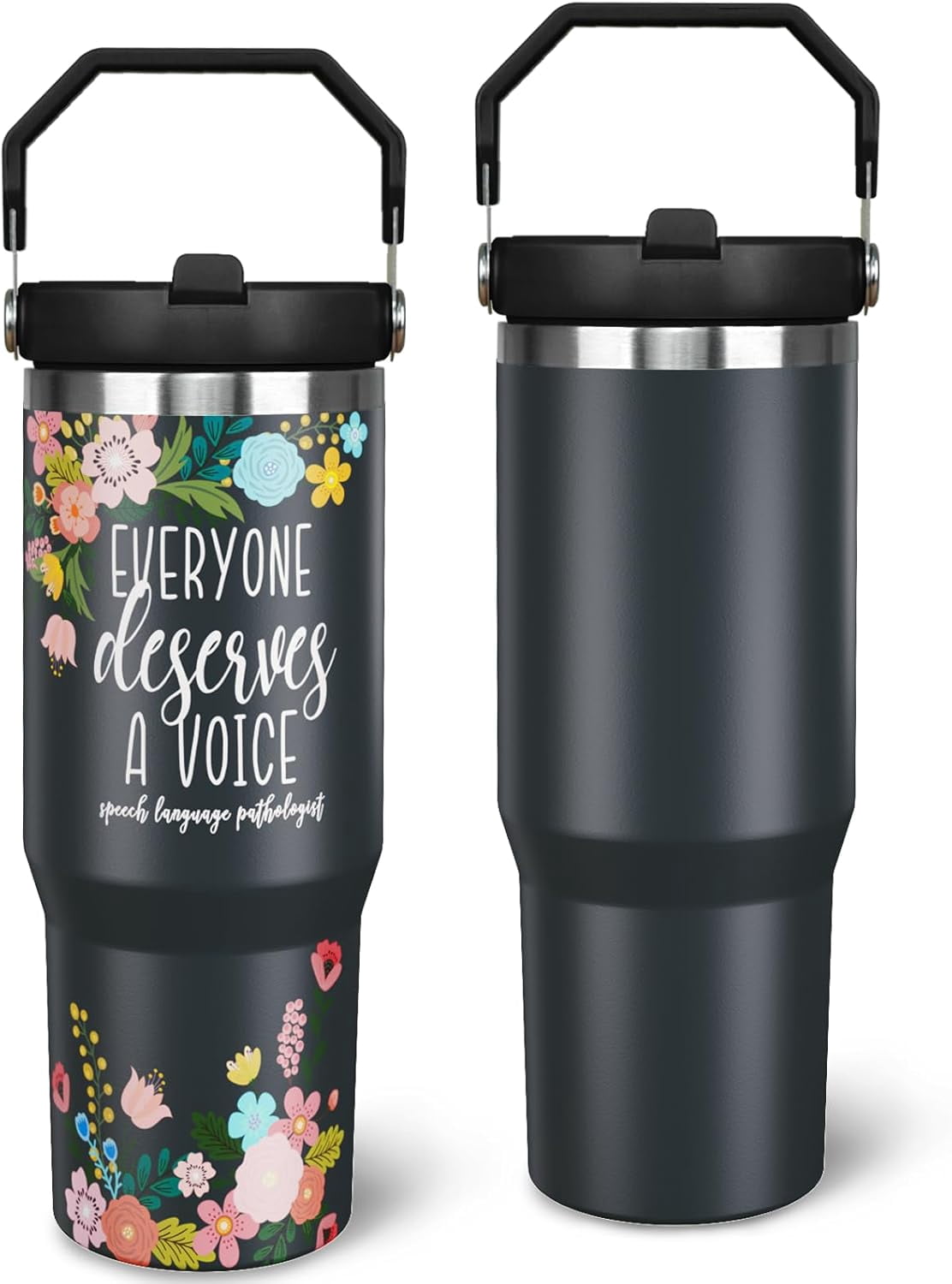 Speech Therapy 30 oz Tumbler with Handle and Straw Stainless Steel ...