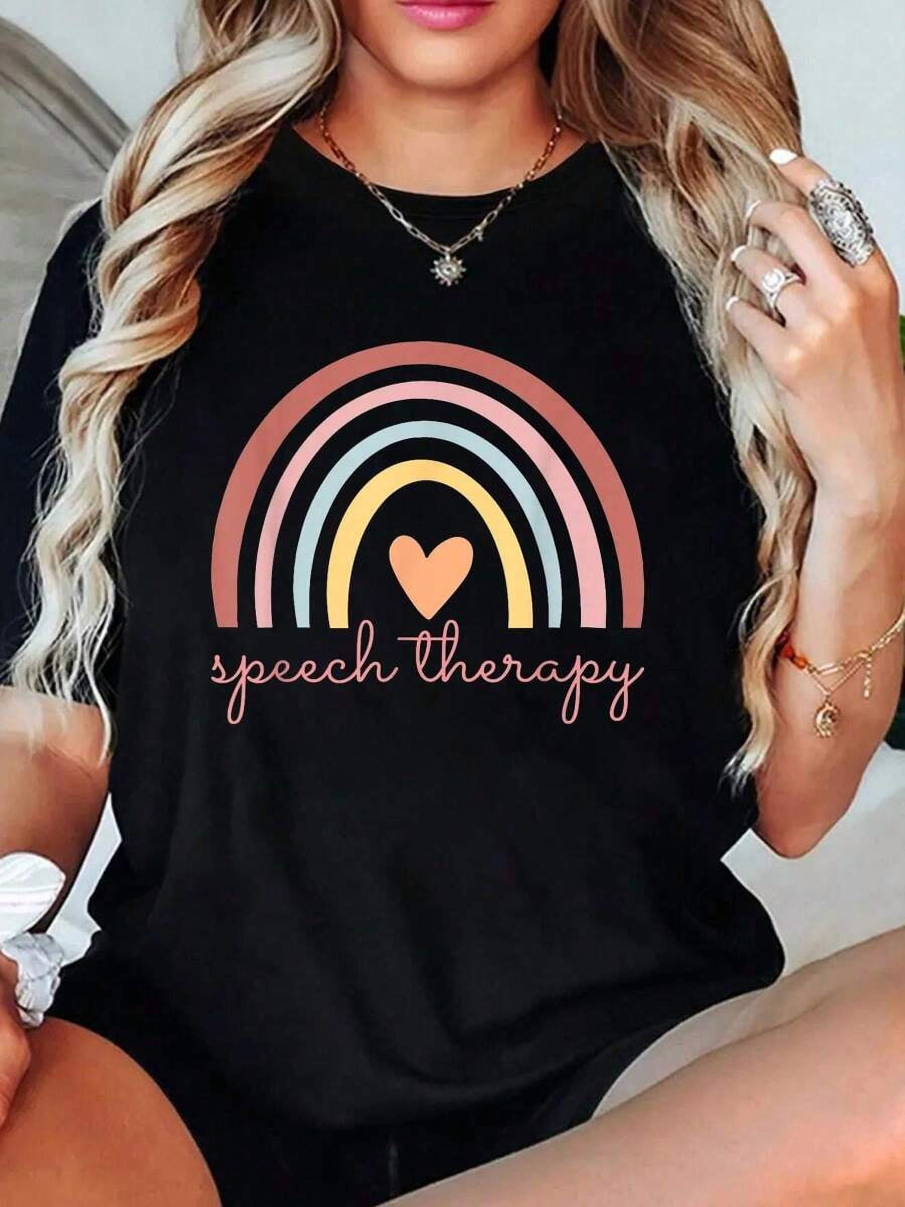 Speech Therapy Speech Language Pathologist SLP Boho Rainbow T-Shirt ...