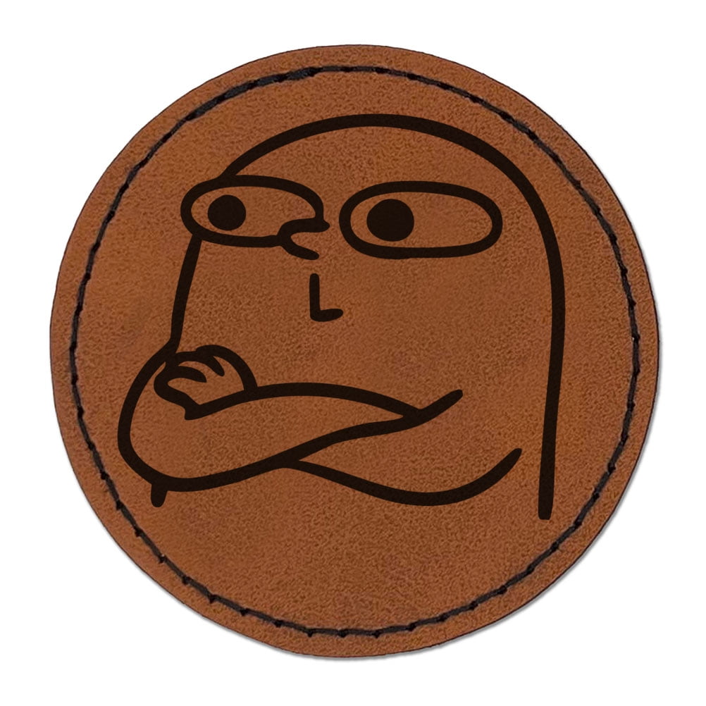 Speechless Emote Reaction Arms Crossed Funny Round Iron-On Engraved ...