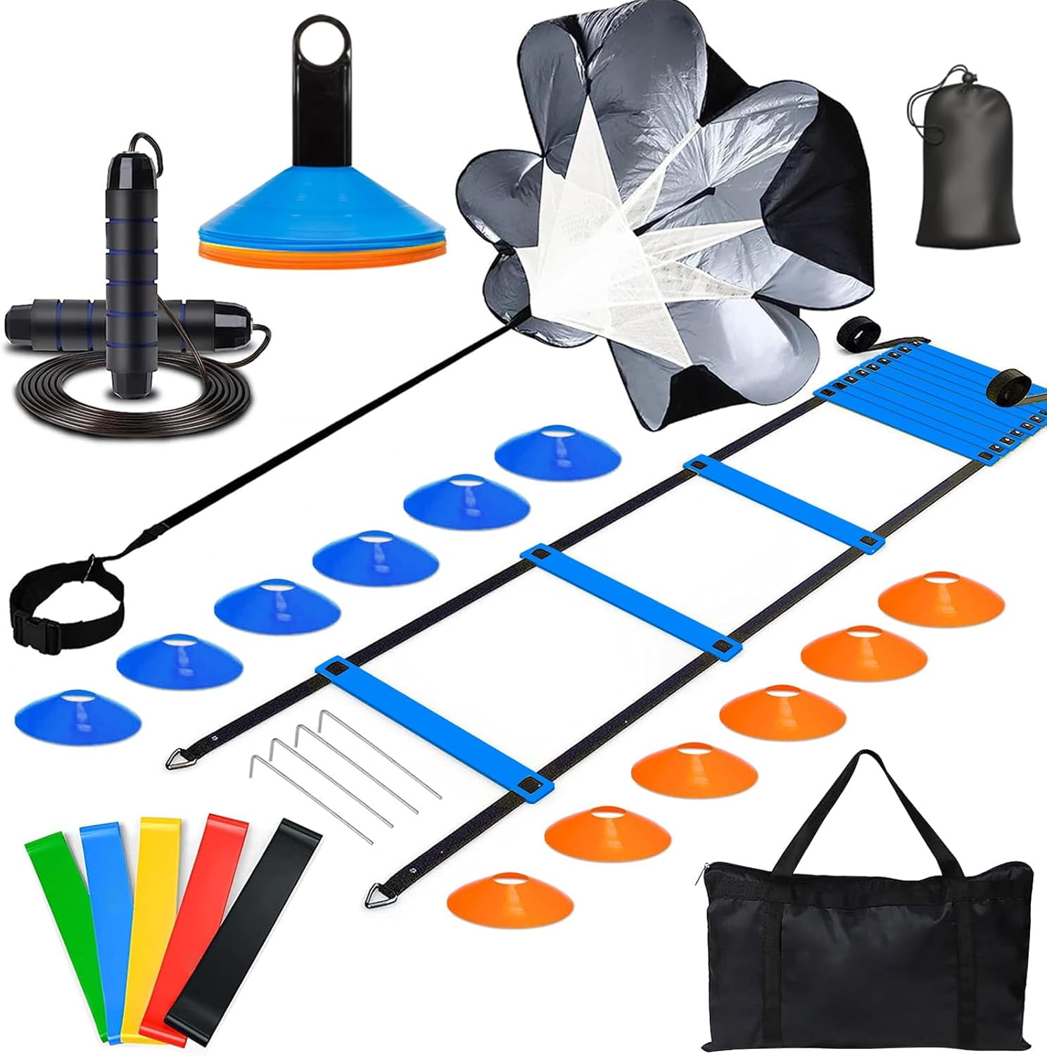 Speed Agility Training Equipment Set, Football Training Equipment for Youth Includes 20FT ...