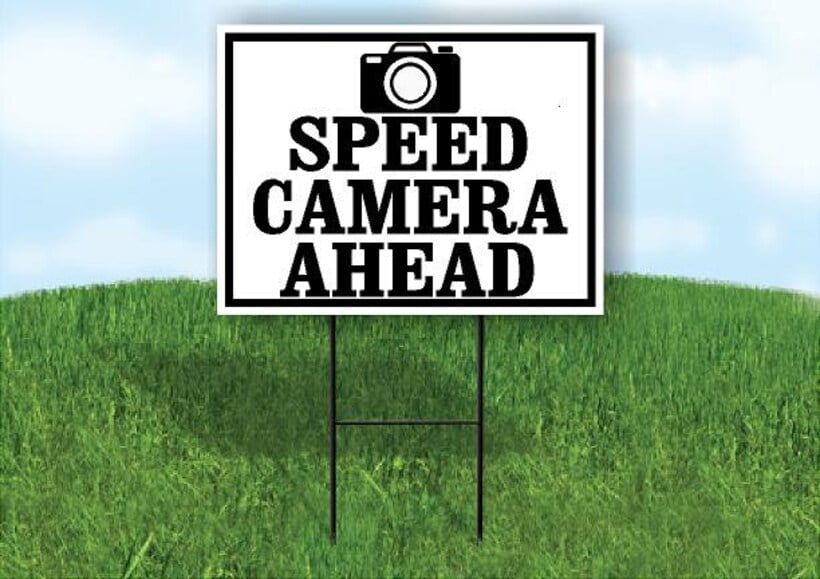 Speed Camera Ahead Black Yard Sign Road Sign (Excluding Stand) SIZE: 8 ...