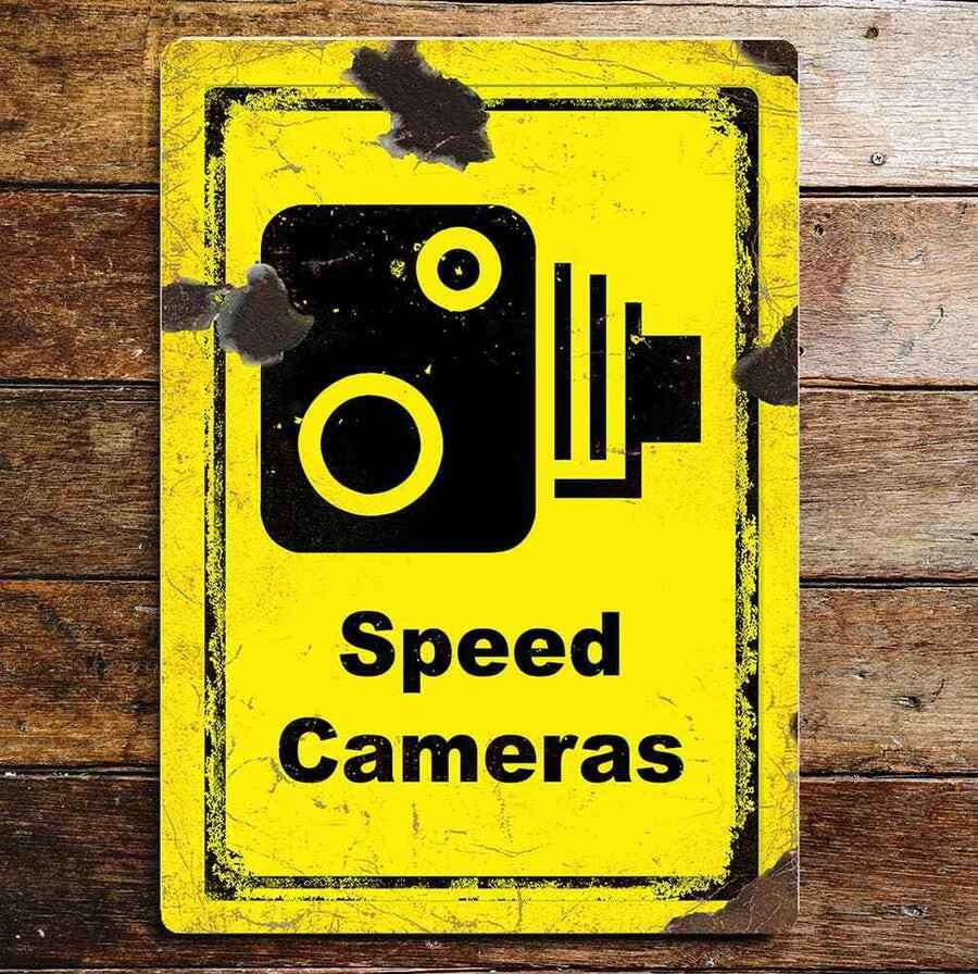 Speed Camera Black And Yellow Metal Aluminum Sign Plaque Size: 12" x 16 ...