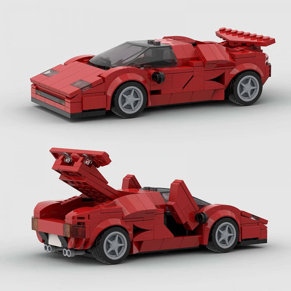 BeeEtMoc MOC Red Supercar - ABS Building Blocks, Speed Champions Racer ...