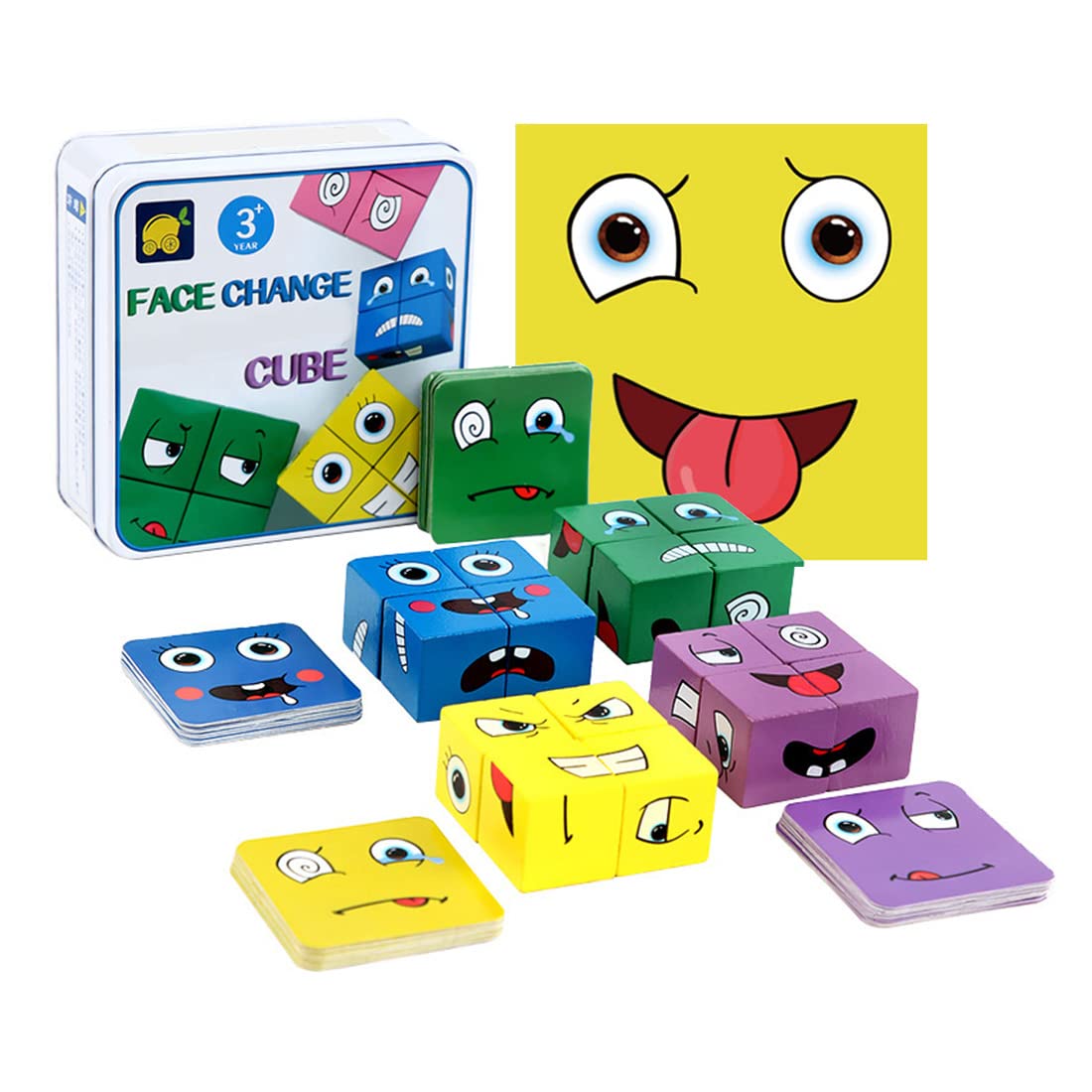 Speed Cube Wooden Expressions DHF10 Matching Block Puzzles Cute ...