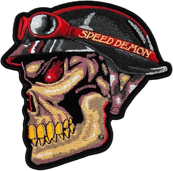 Speed Demon Biker Skull & Red Goggles Patch, Small Size - Walmart.com