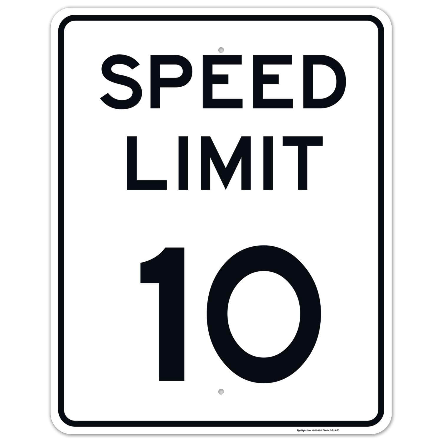 Speed Limit 10 MPH Sign, 24x30 Inches, Rust Free .063 Aluminum, Fade ...