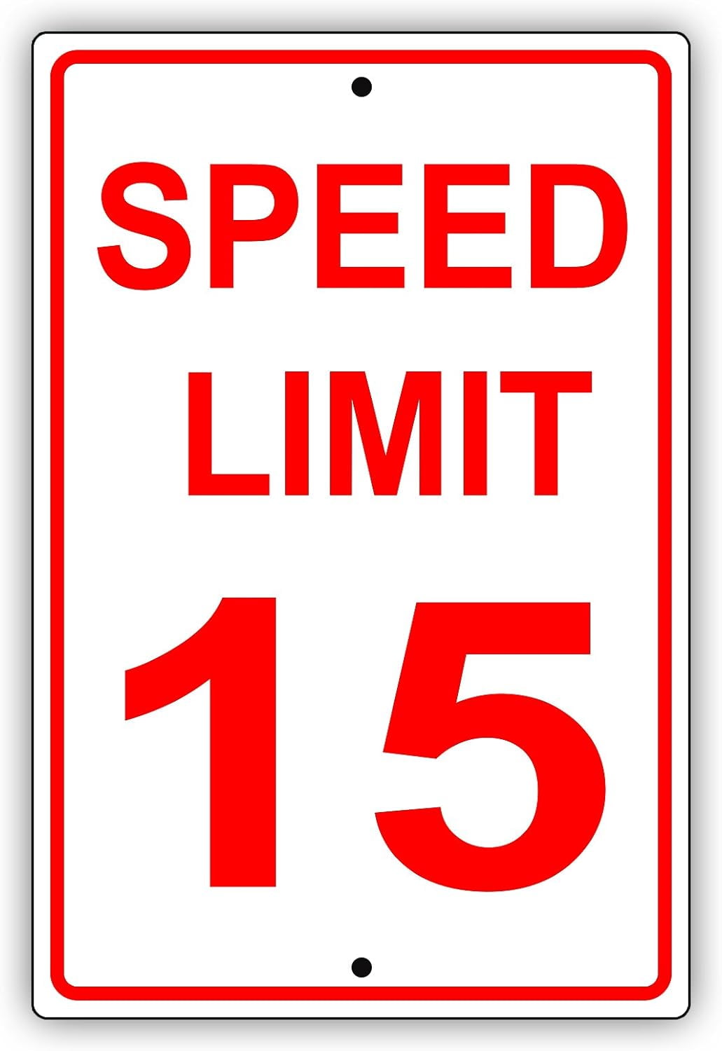 Speed Limit 15 MPH Miles Per Hour Red Letters Zone Slow Down Speeding ...