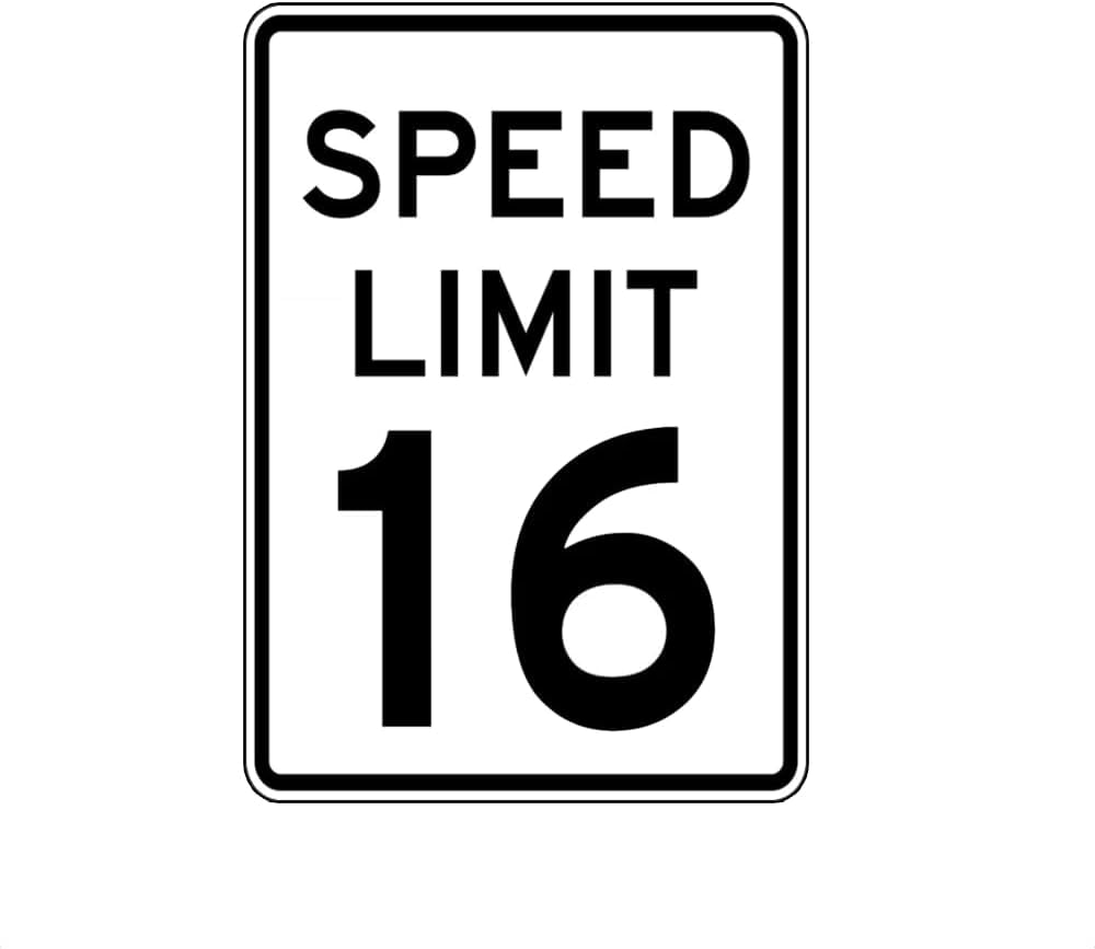 Speed Limit 16 Sign White Black Metal Sign Street Sign 7.8x11.8 Inch ...