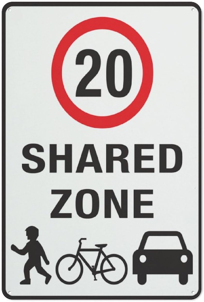 Speed Limit 20 Kph - Shared Zone Sign Sign, 8 X 12 Grade Sheeting Rust ...