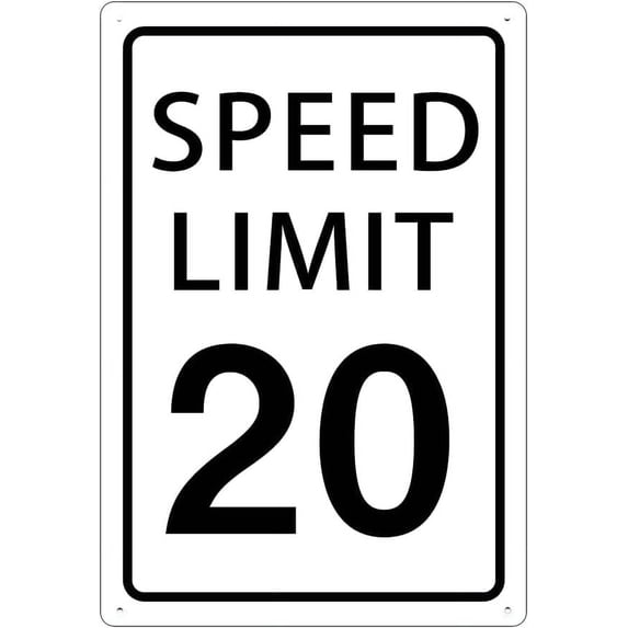 Speed Limit 20 Mph Outdoor Metal Sign Slow Warning Traffic Road Street ...