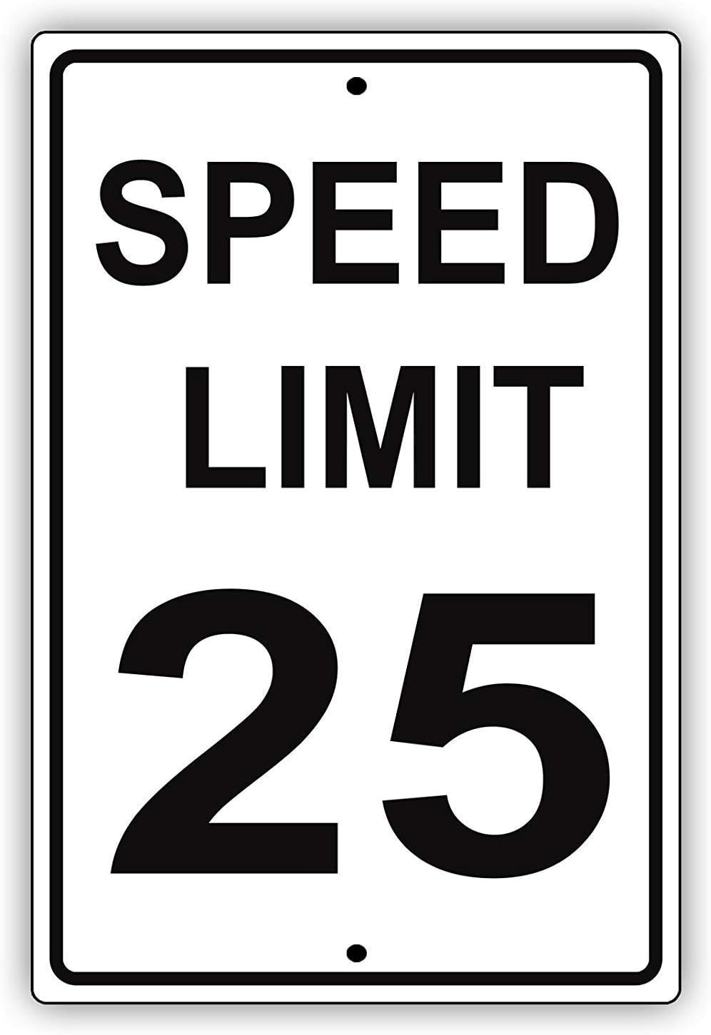 Speed Limit 25 MPH Miles per Hour Black Letters Zone Slow Down Speeding ...